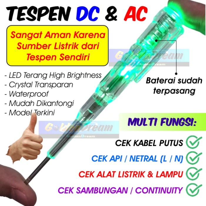 Jual Tespen DC AC Obeng Testpen Kabel Putus Test Pen Listrik Tes Pen ...