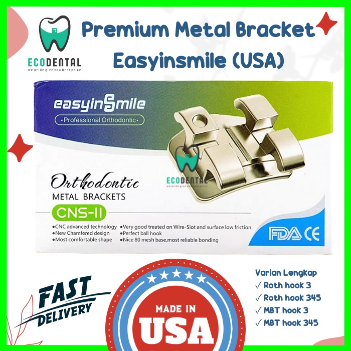 Jual Dental Behel Metal Bracket Orthodontic Premium CNC FDA Roth MBT ...