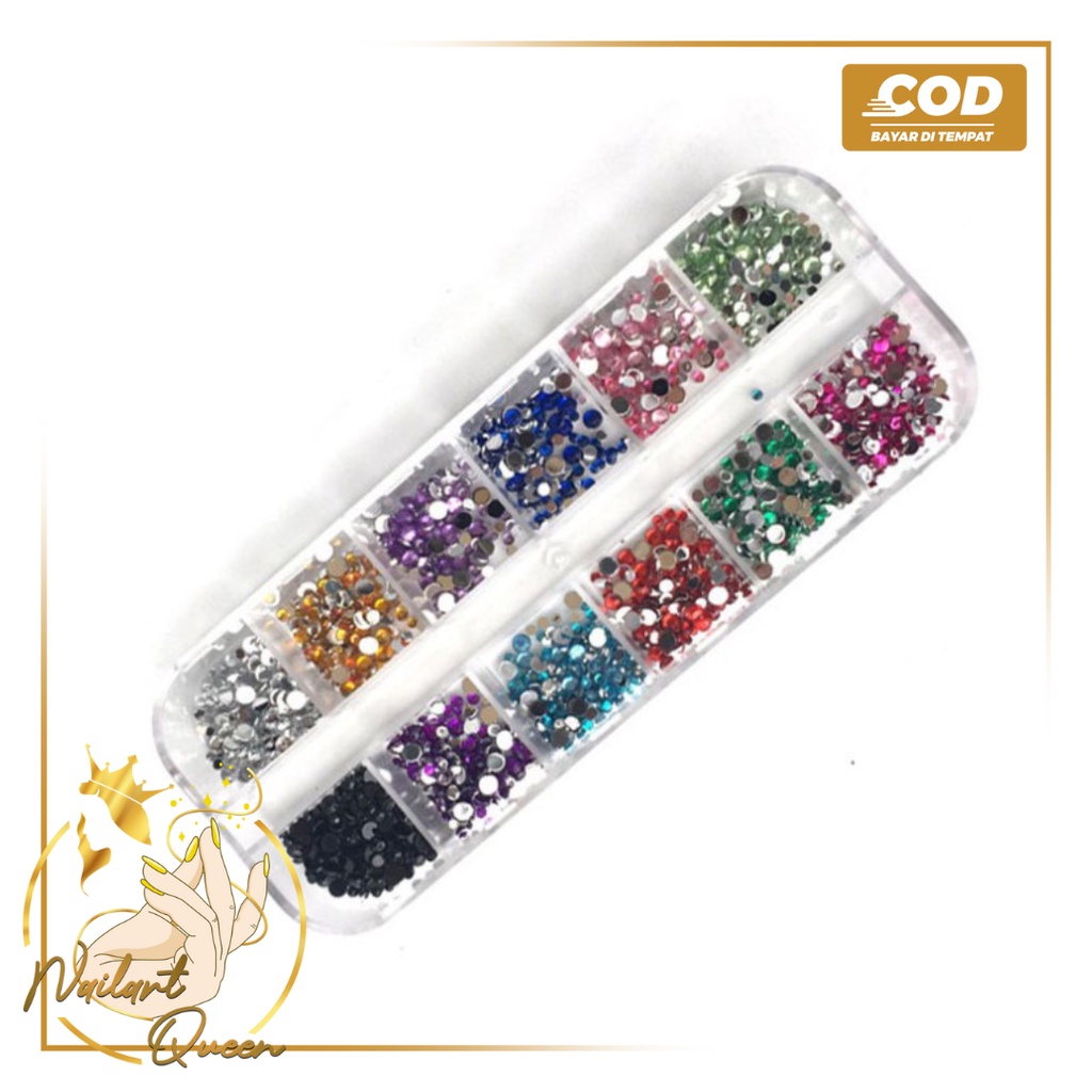 Jual manik Bling 2mm /3mm / 4mm Mixed Color Nail Art Tips Acrylic ...