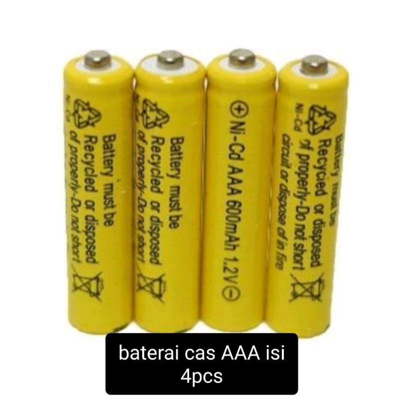 Jual paket baterai cas AAA isi 4 pcs baterai cas kecil kuning baterai ...
