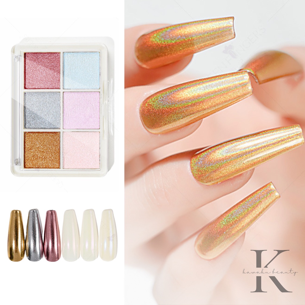 Jual Aurora Chrome Powder Set 6pcs/ Mirror Chrome Aurora Nail Art ...