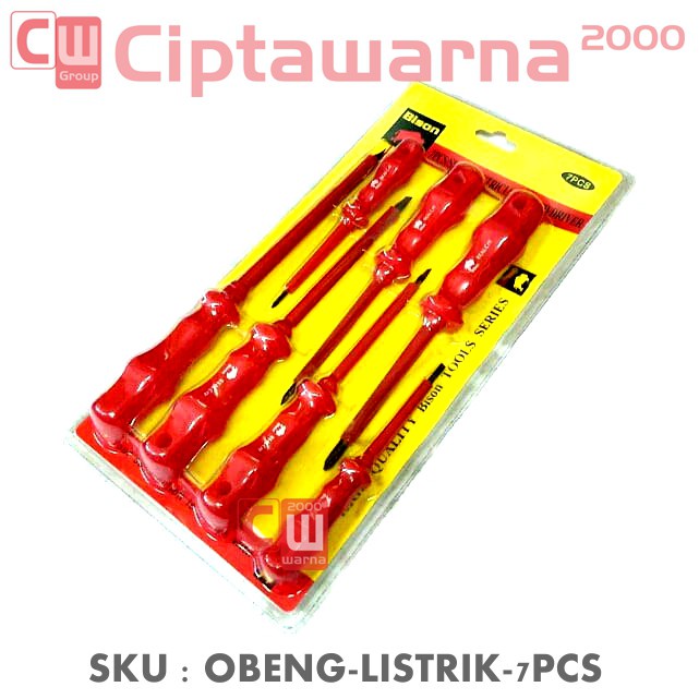 Jual BISON Obeng Listrik Set 7 Pcs Screwdriver Plus Minus Obeng Tangan ...