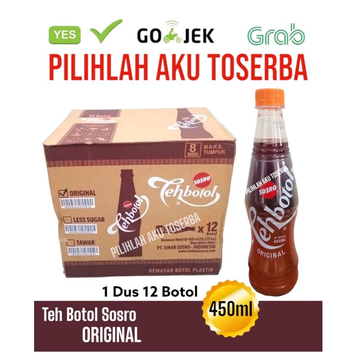 Jual Teh Botol Sosro PET Original 450 ml - ( HARGA 1 DUS ISI 12 Botol ...
