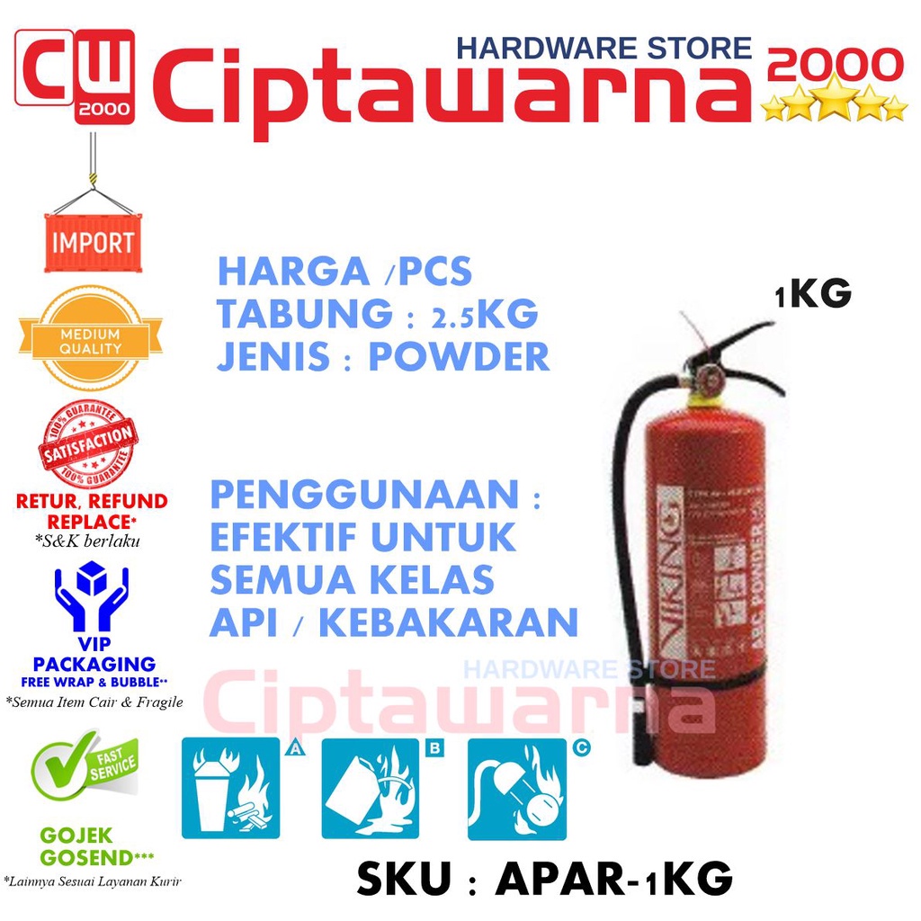 Jual Apar 1Kg Alat Pemadam Api Ringan Powder Bubuk Safety Racun Api ...