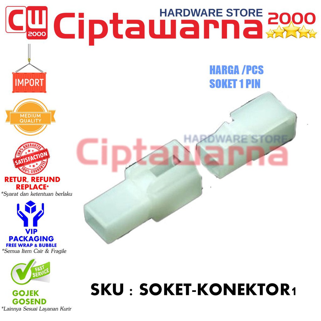 Jual Soket Konektor 1 Pin Penyambung Sambungan Kabel Socket connector 6 ...