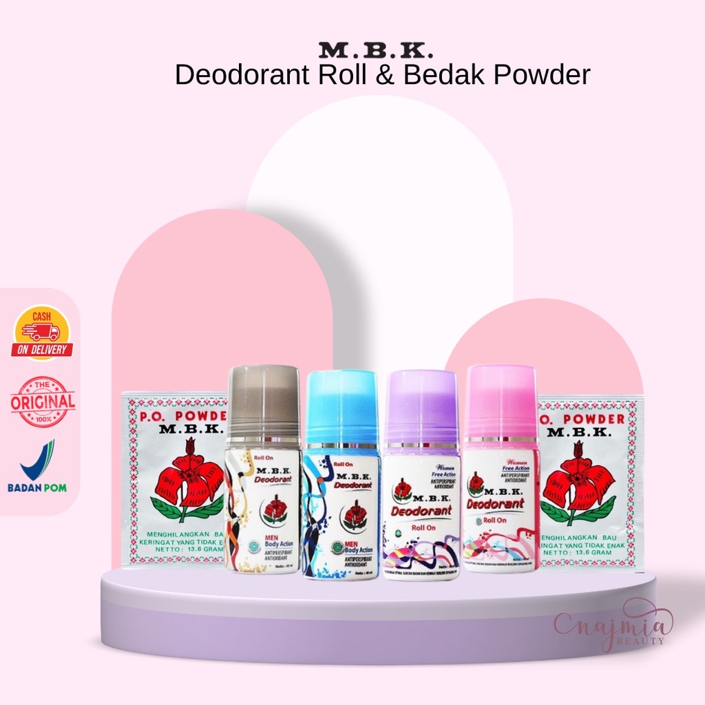 Jual Najmia M.B.K Deodorant Roll On 40ml dan Bedak Powder Biasa Super Putih Silversachet MBK ...