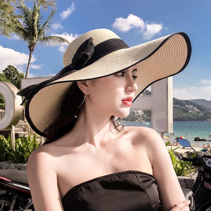 Jual Topi Pantai Lebar Pita dan List Hitam Import Topi pantai wanita lebar summer hat ...