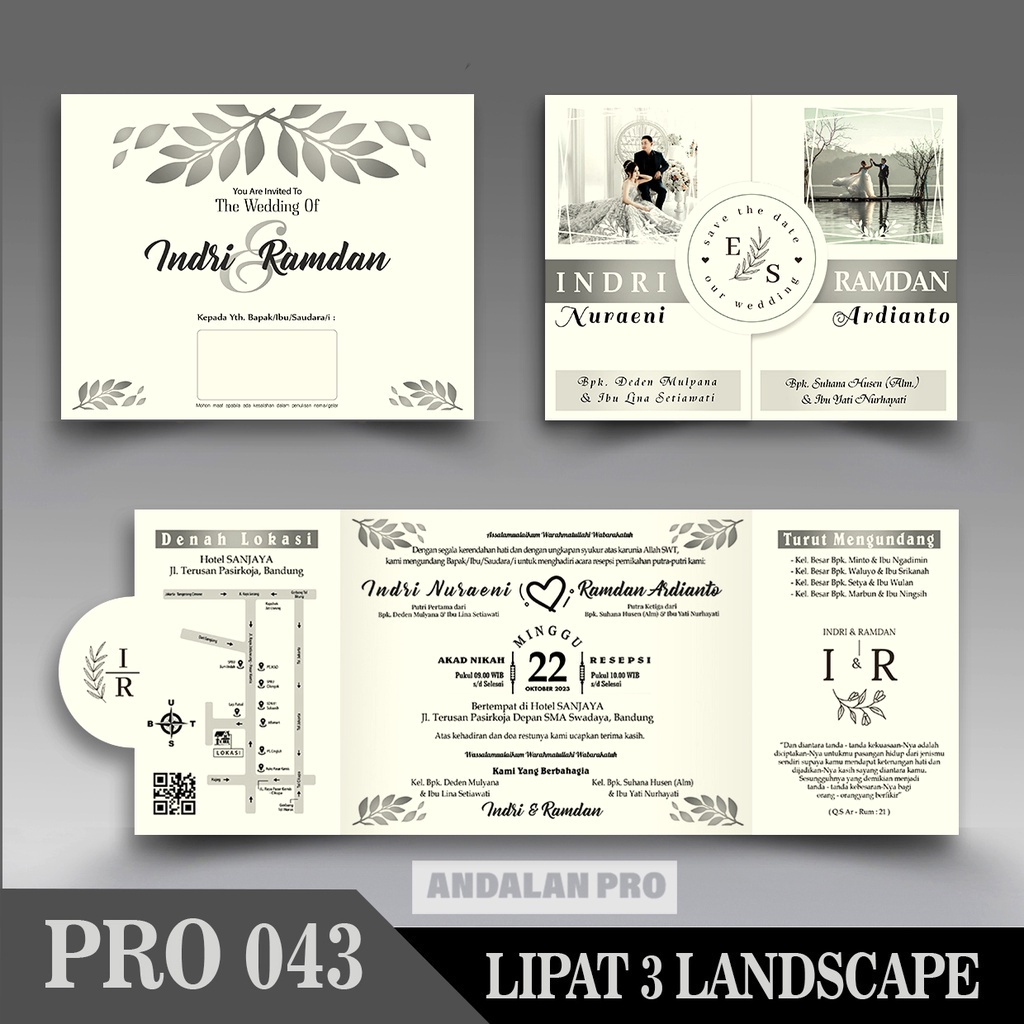 Jual Kode Toko: S12 - 50 Desain Undangan Lipat 3 Landscape Plus Foto V ...