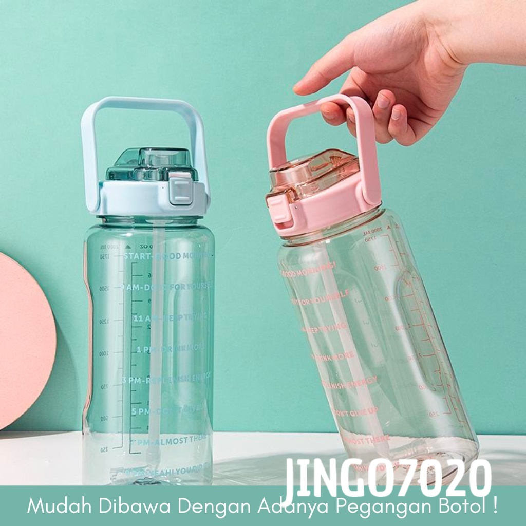 Jual [JINGO] - Botol Minum 2 Liter Jumbo Motivasi Penanda Waktu Quifit ...
