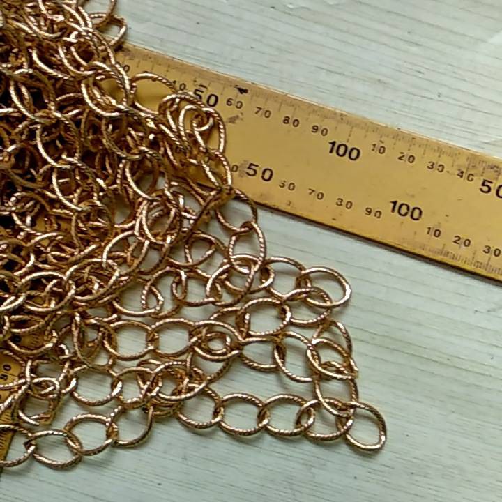 Jual Rantai Besi bulat motif lebar 14 mm warna emas muda - 1 meter ...