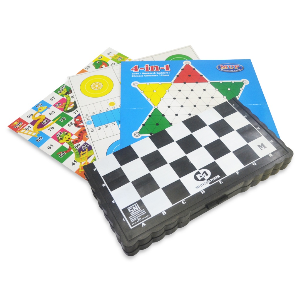 Jual Board Game Catur 4 in 1 Papan Catur Ludo Ular Tangga Halma Catur ...