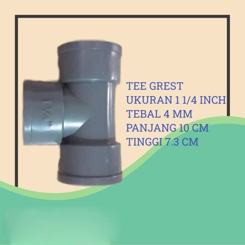 Jual TEE T 1 1/4 INCH PVC GREST - FITTING PIPA PVC | Shopee Indonesia