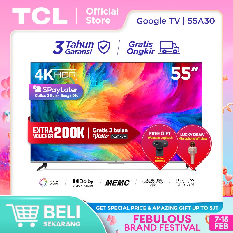 Jual TCL 55 inch Smart TV - 4K UHD - Dolby Vision - Atmos - MEMC ...