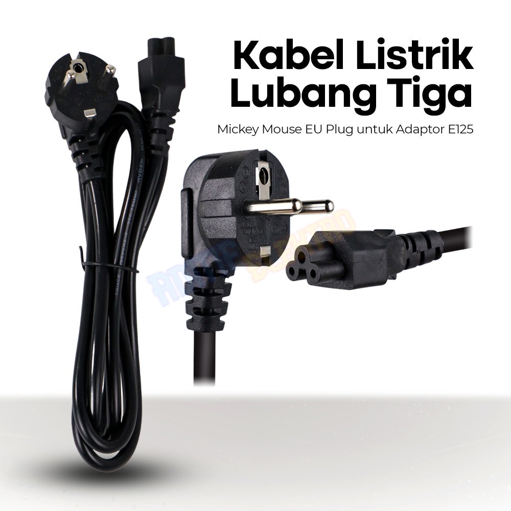 Jual Kabel Power Supply Lubang 3 Mickey Mouse EU Plug Adaptor 1.5m BSOD ...