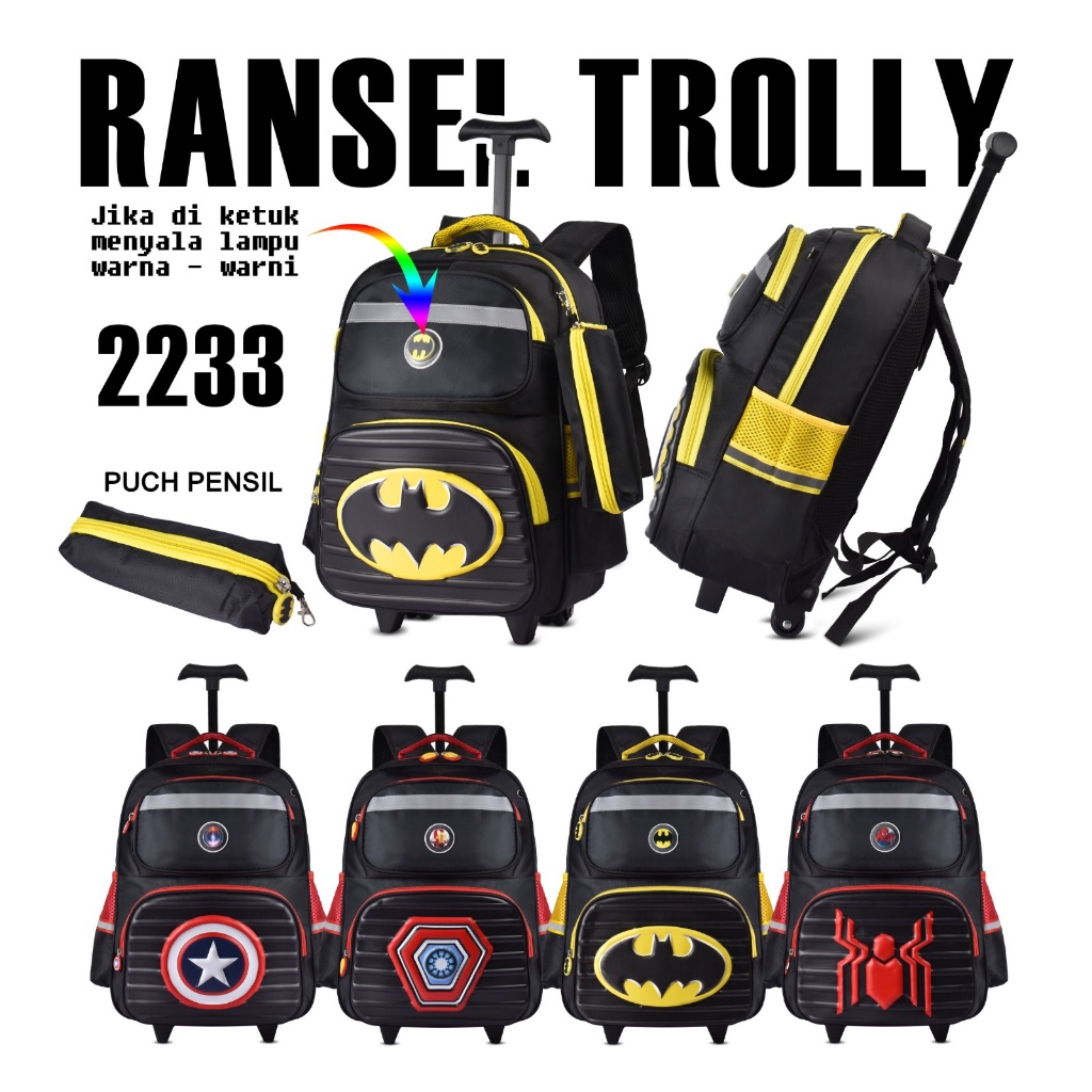 Jual Tas Sekolah Trolly Cartoon 2233 Tas Roda Lampu Anak Cowok Sekolah ...
