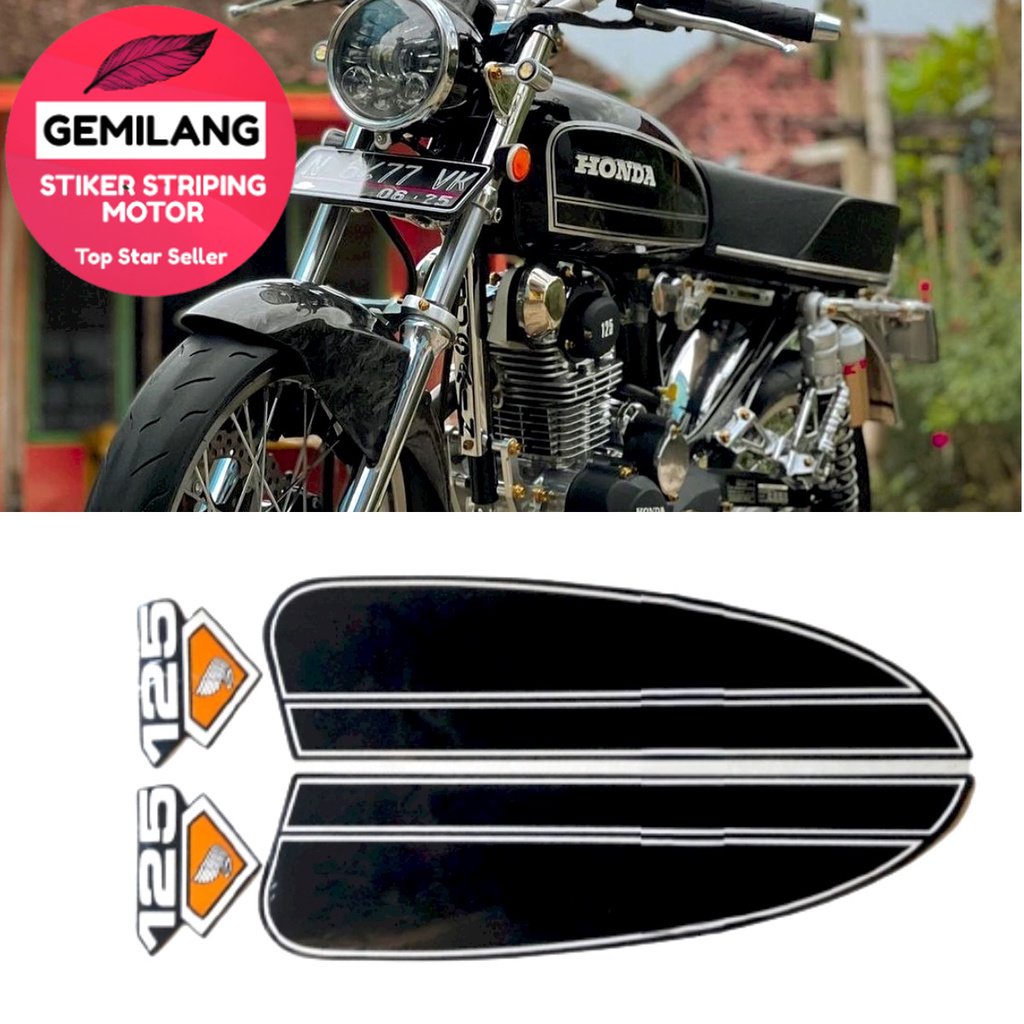 Jual Striping Decal Polet Sticker honda cb 125 CB125 jadul old hitam ...