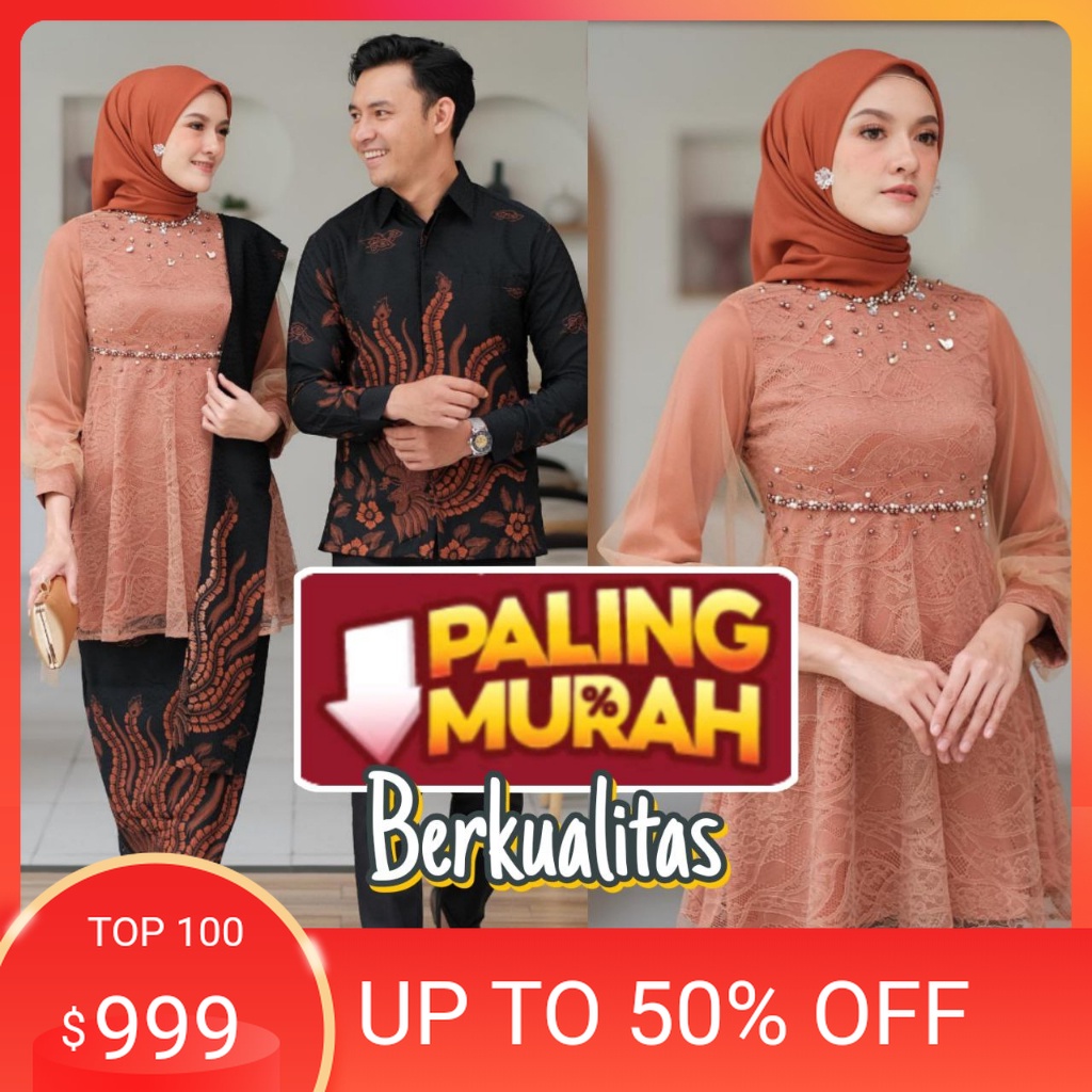 Jual Promo AWK % NadIne kebaya coUple kemeja batIk | kebaya wIsUda ...