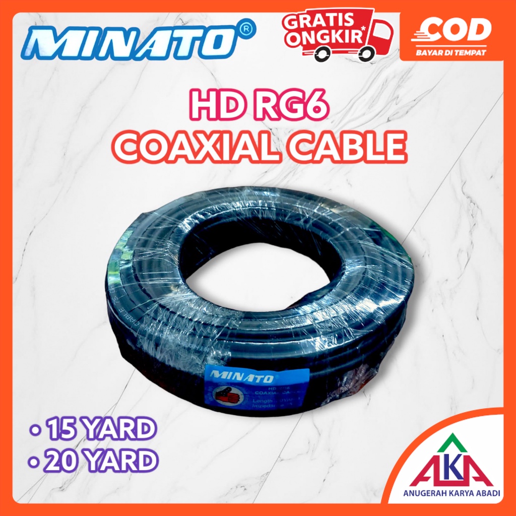 Jual Kabel Antena TV HD RG6 MINATO Antenna Coaxial Cable 15 / 20 Yard | Shopee Indonesia