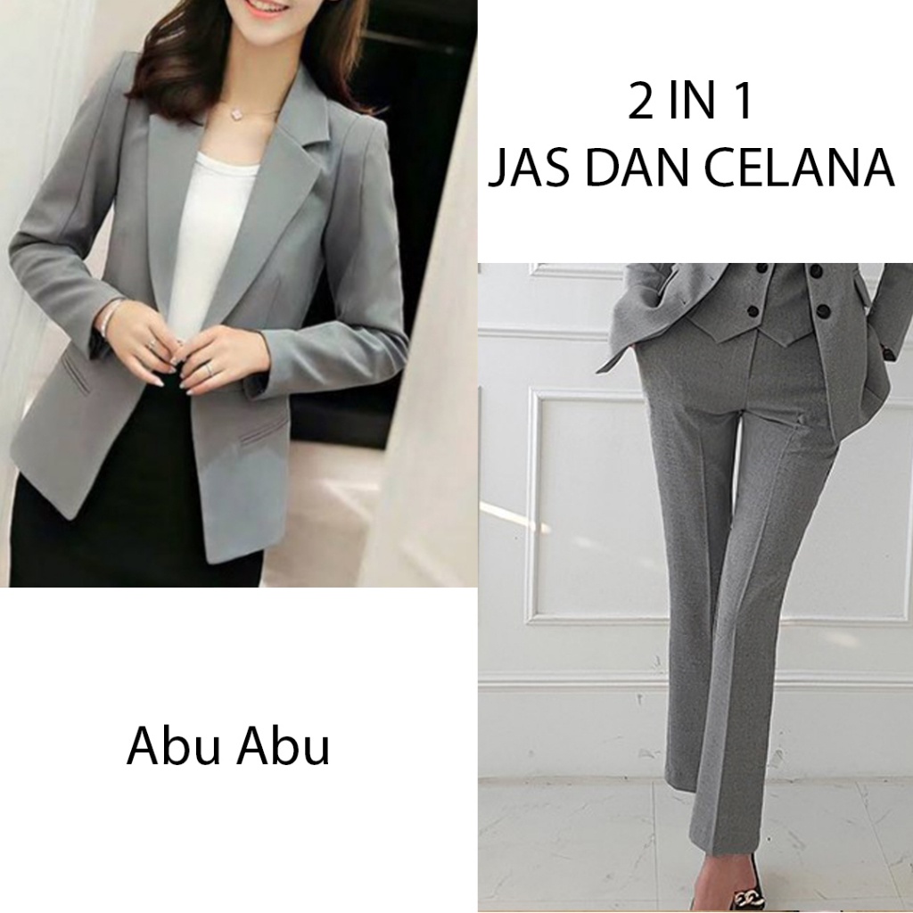 Jual Paket 2 IN 1 Blazer Wanita Dan Celana Kantor Formal Bahan Premium ...