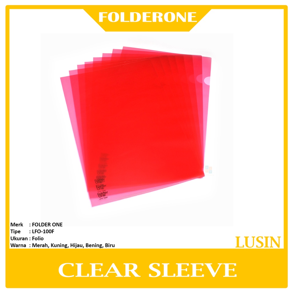 Jual FOLDER ONE - Map L Map Bening Folio F4 Warna - Lusin | Shopee Indonesia