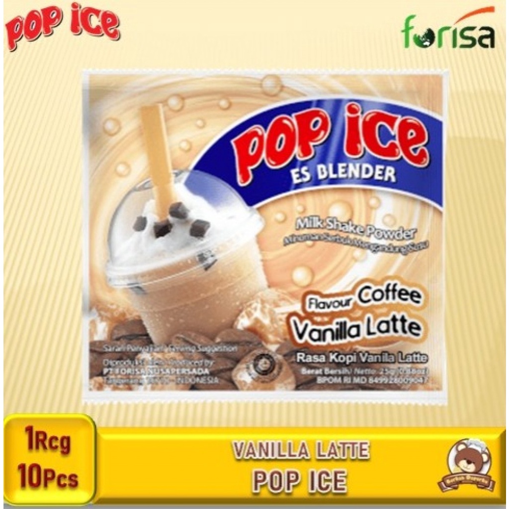 Jual Pop Ice Rasa Vanila latte Minuman Ice Blender 25g - 1 Renceng isi ...