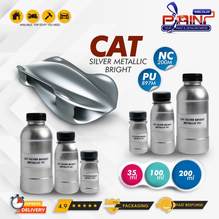 Jual Cat Silver Metallic Bright PU NC 200ml | Shopee Indonesia