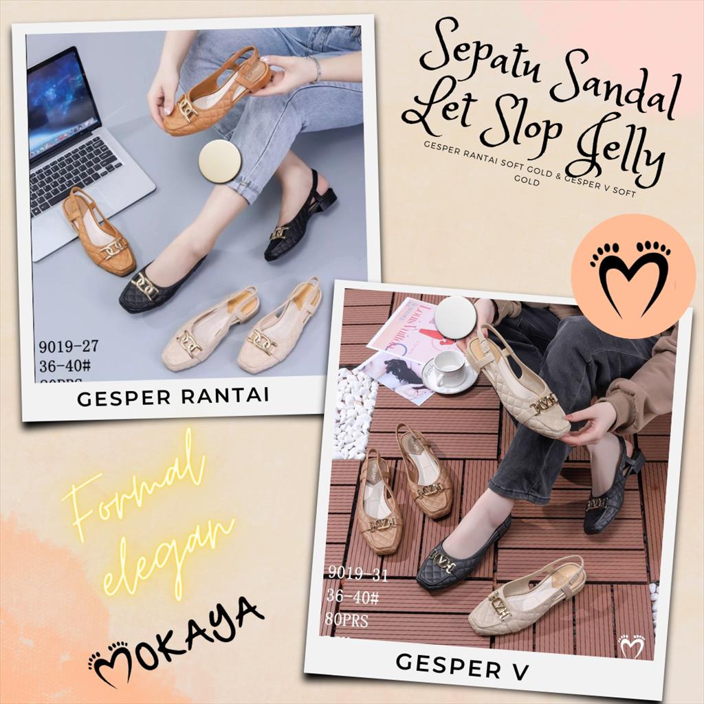 Jual (9019-31/9019-16) Sepatu Sandal Let Slop Jelly Wanita Gesper ...