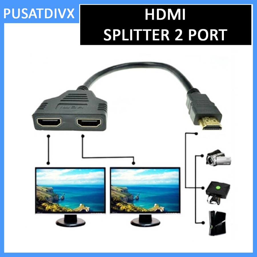 Jual KABEL HDMI SPLITTER CABANG 2 PORT TANPA POWER 1 INPUT KE 2 OUTPUT ...