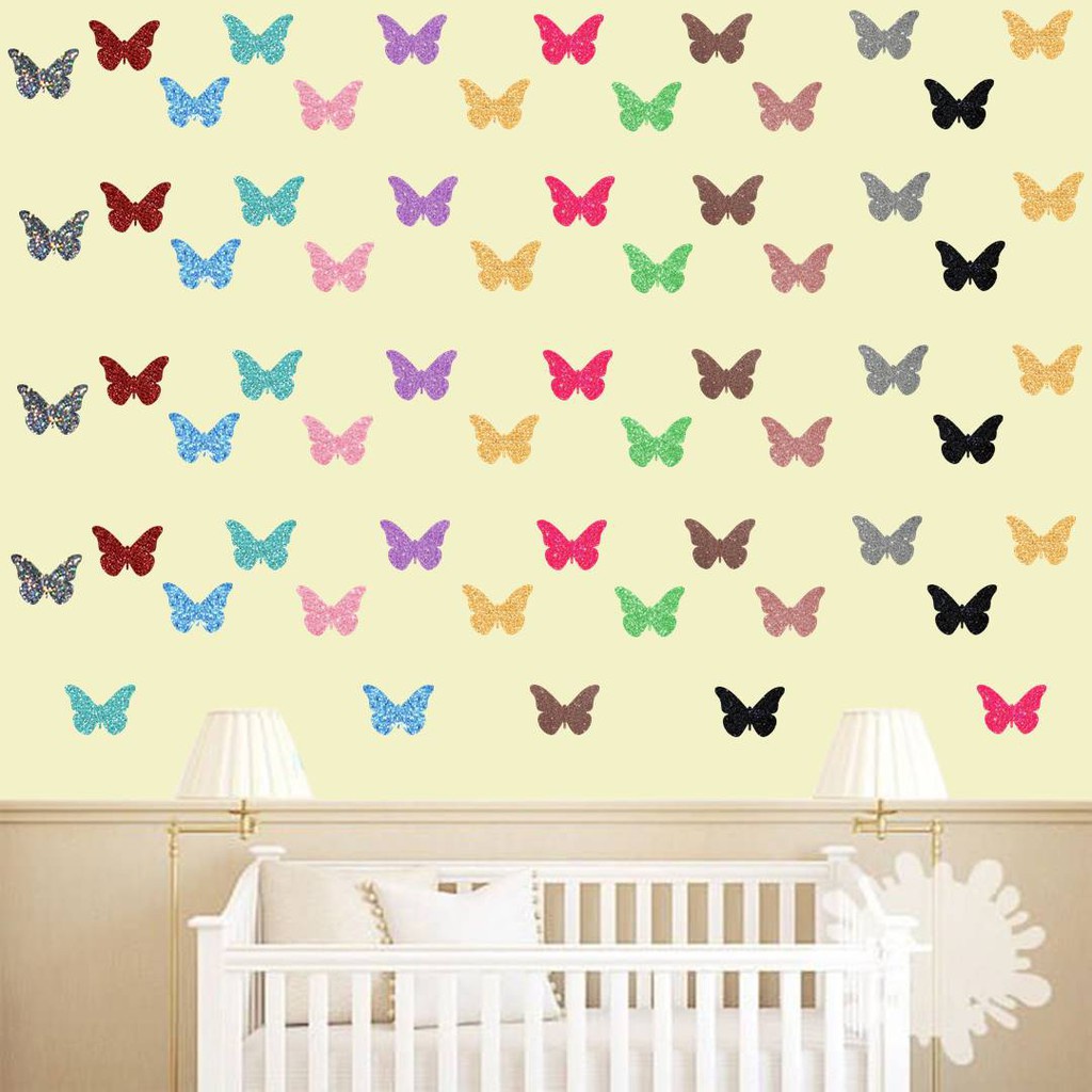 Jual 40pcs Wall Sticker Kupu kupu Glitter Aesthetic Stiker Kamar ...