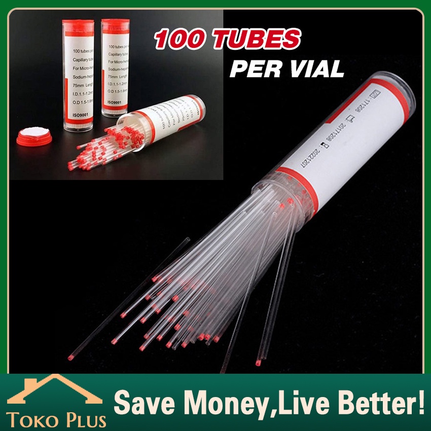 Jual 100Pcs Tabung Pipa Kapiler Hematokrit / Micro Haematocrit / Tabung ...