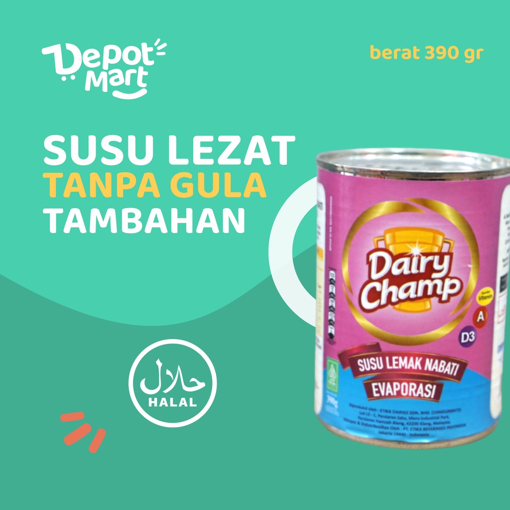 Jual Dairy Champ Susu lemak nabati Evaporasi 390 Gr Kaleng | Shopee ...
