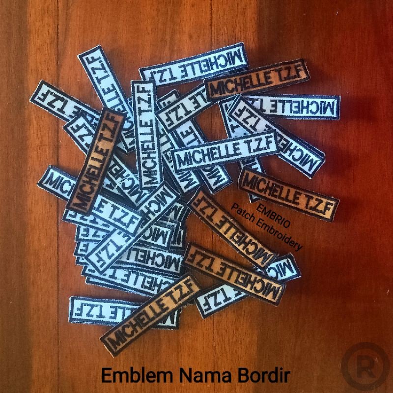 Jual Bordir Emblem Nama Bordir Name Tag Custom Patch Bordir Nama Baju ...