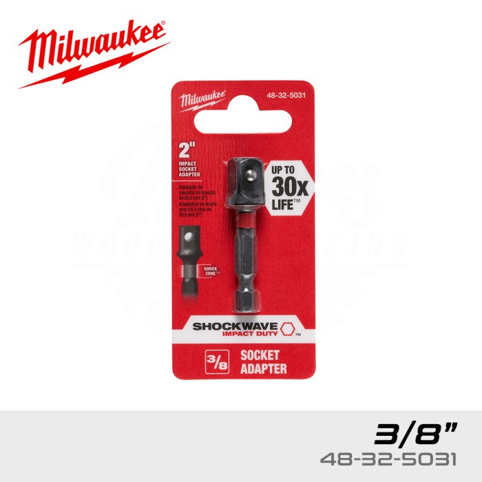 Jual Milwaukee Shockwave Impact Socket Adaptor 1/4" Hex Shank - 3/8 ...