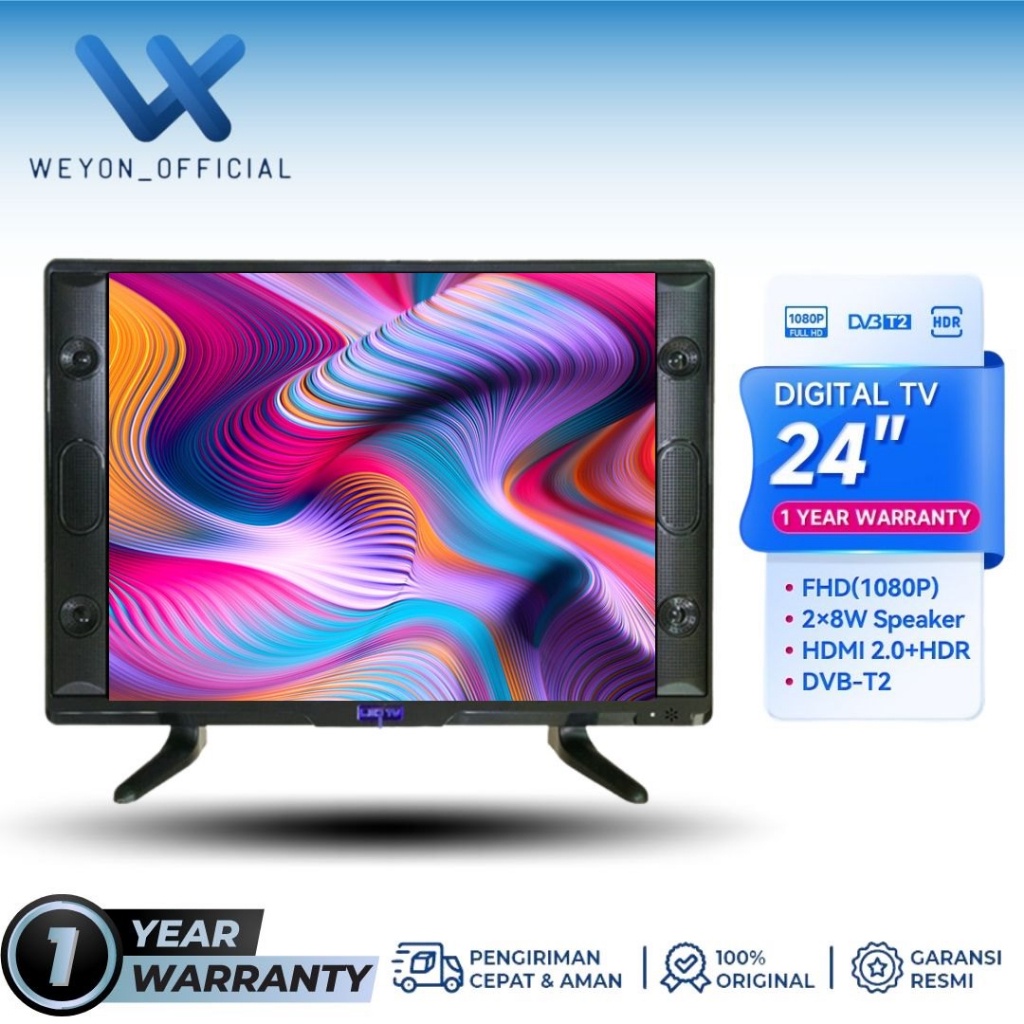 Jual PROMO!! WEYON TV LED 24 INCI SPEAKER LAYAR HD SUPPORT HDMI VGA AV ...