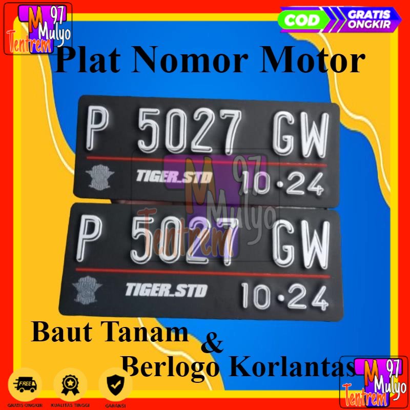 Jual Plat nomor motor baut tanam font variasi 3D atau bayangan satuan ...