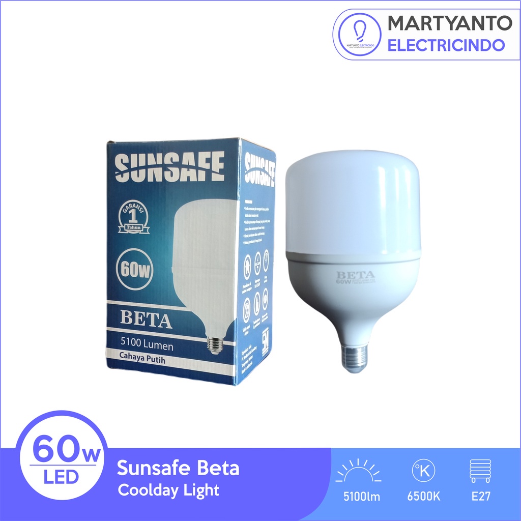 Jual Lampu LED Sunsafe Beta 60 Watt Warna Putih | Shopee Indonesia