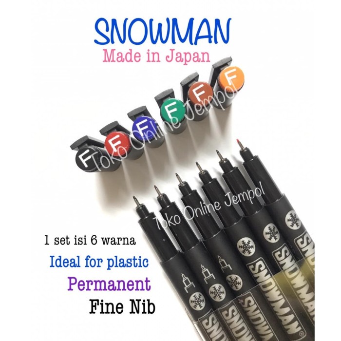 Jual isi 6 warna Spidol Snowman OPF Fine Nib marker plastik ATK1021SM ...