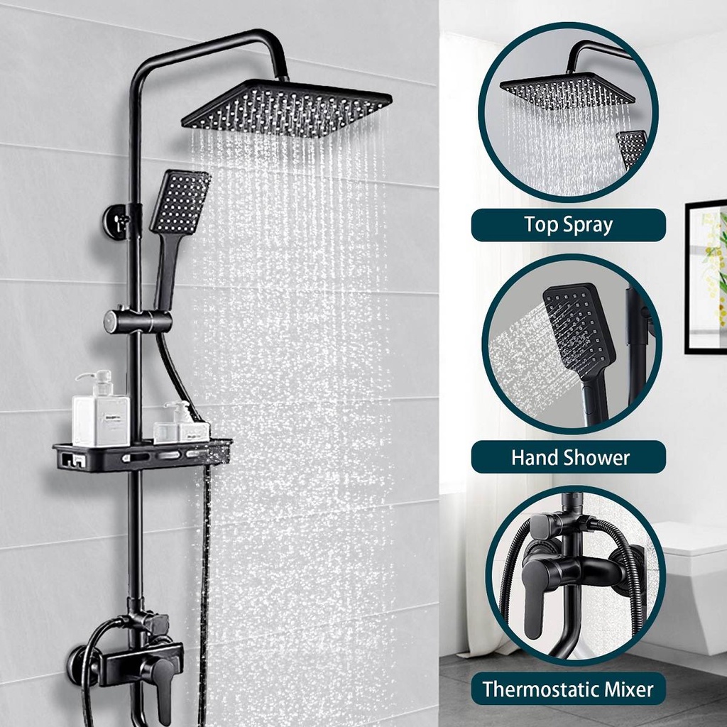 Jual 3 Way Bathroom Shower Faucet Rainfall Shower Hot Cold Water Mixer ...