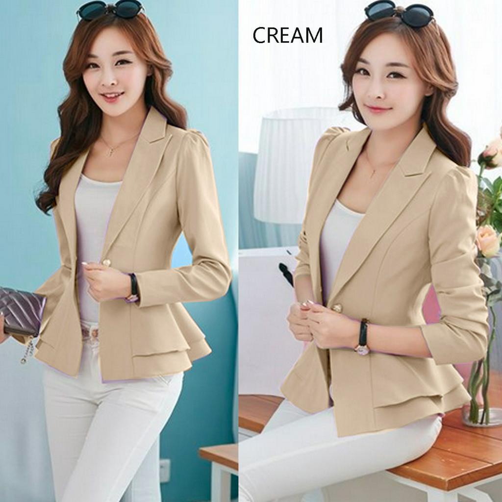 Jual Frill blazer lengan panjang / blazer kantor wanita | Shopee Indonesia