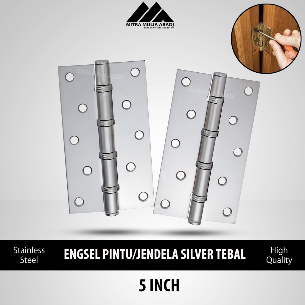 Jual Engsel Pintu Silver l Jendela Super TEBAL 5 inch l Stainless Steel ...