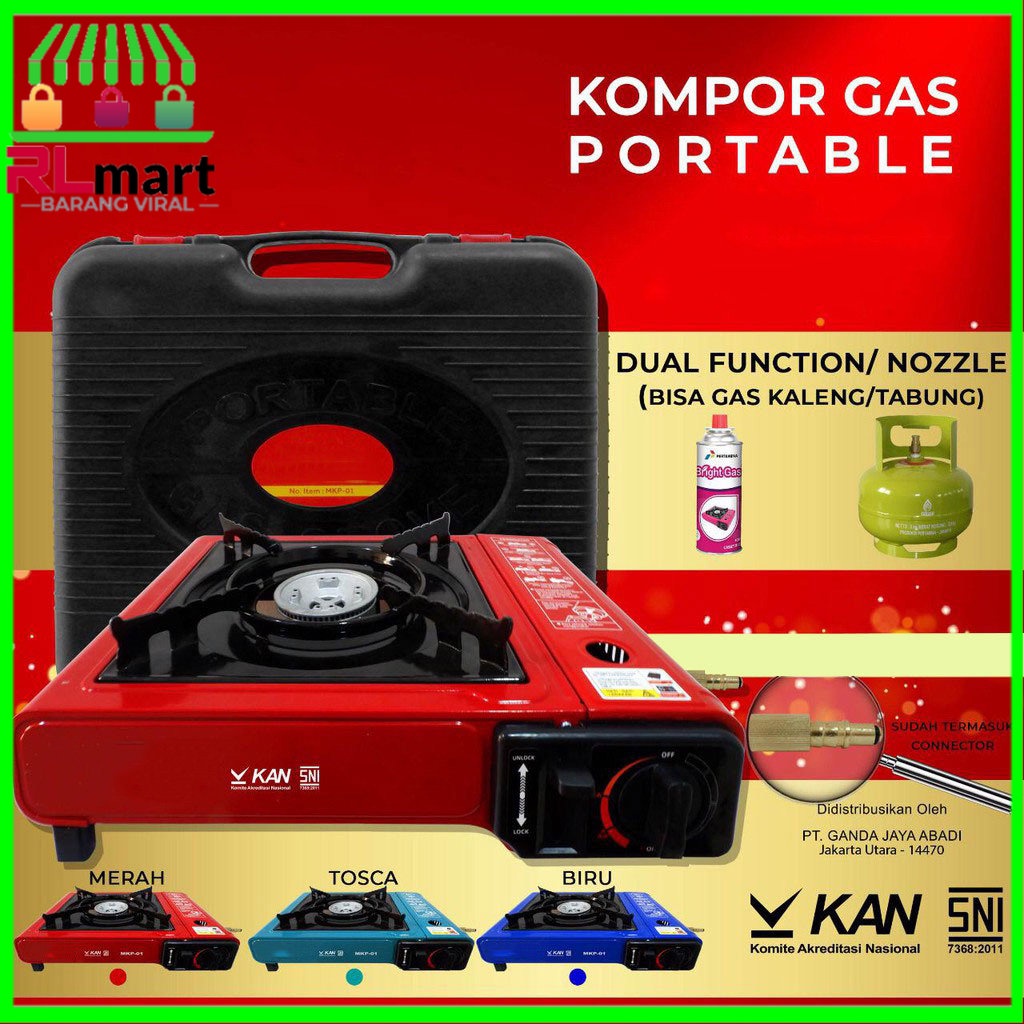 Jual Kompor Gas Portable 1 Tungku 2 in 1 Gas LPG / Gas Kaleng SNI PAKET ...