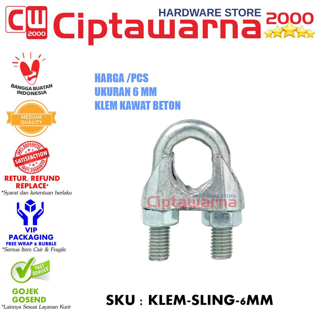 Jual Klem Beton Clamp Tali Kawat Baja Kabel Seling Sling 6MM 1/2"- CW2 ...