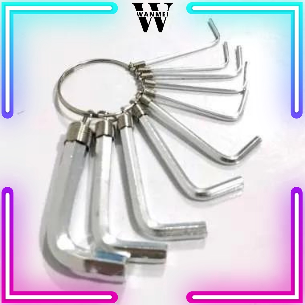 Jual WM Kunci L Set 10Pcs Plat Hex Hexagonal Key Wrench Huidi Tool ...