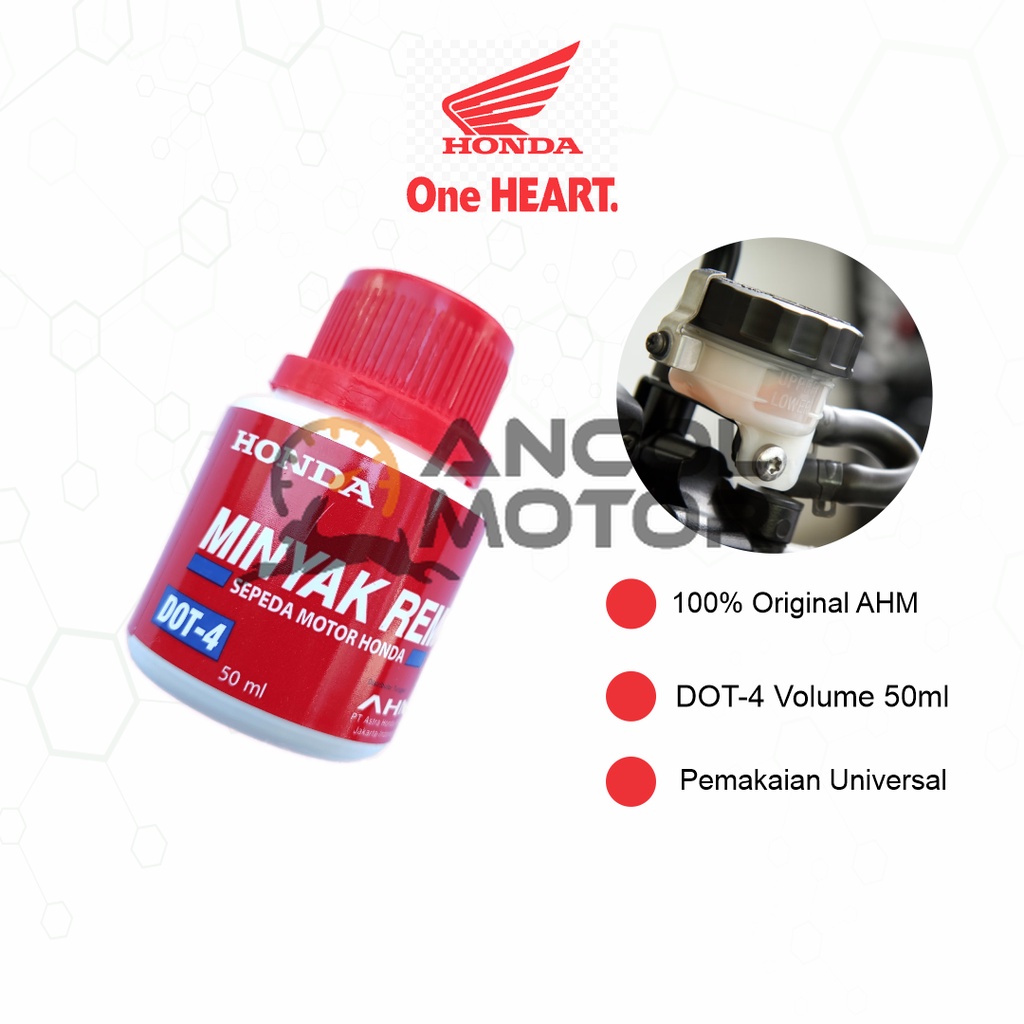 Jual AHM Oli Minyak Rem Honda DOT4 50ml Original Dot 4 Motor Matic ...
