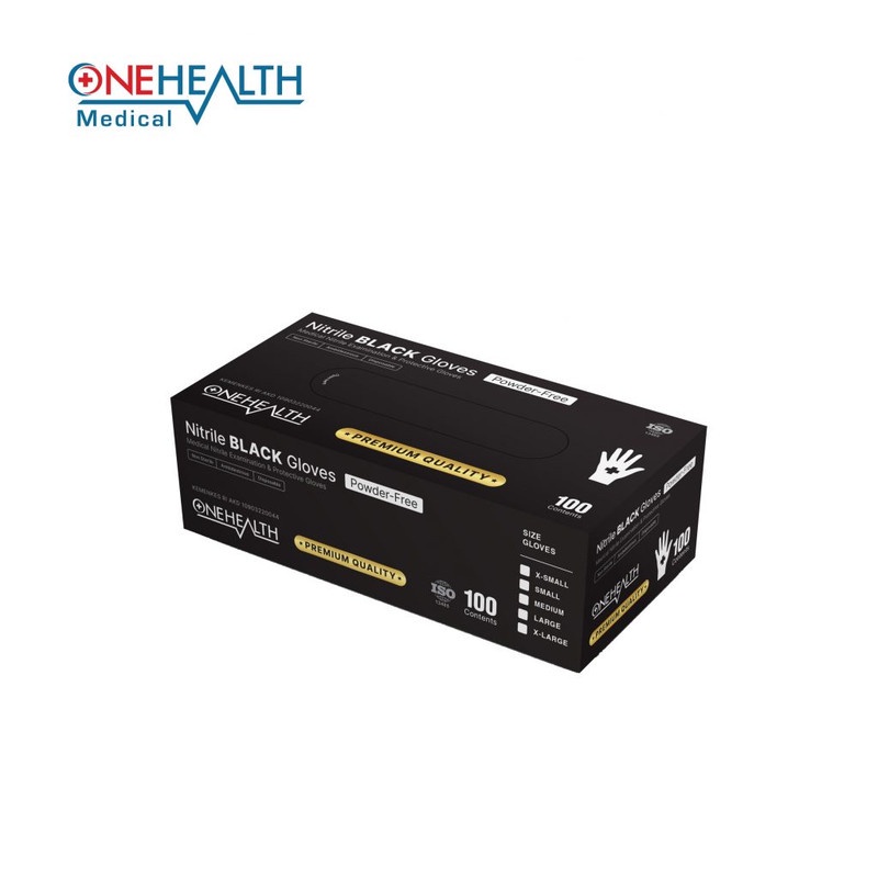 Jual ONEHEALTH SARUNG TANGAN NITRILE GLOVE HITAM/BLACK Powder-Free ...