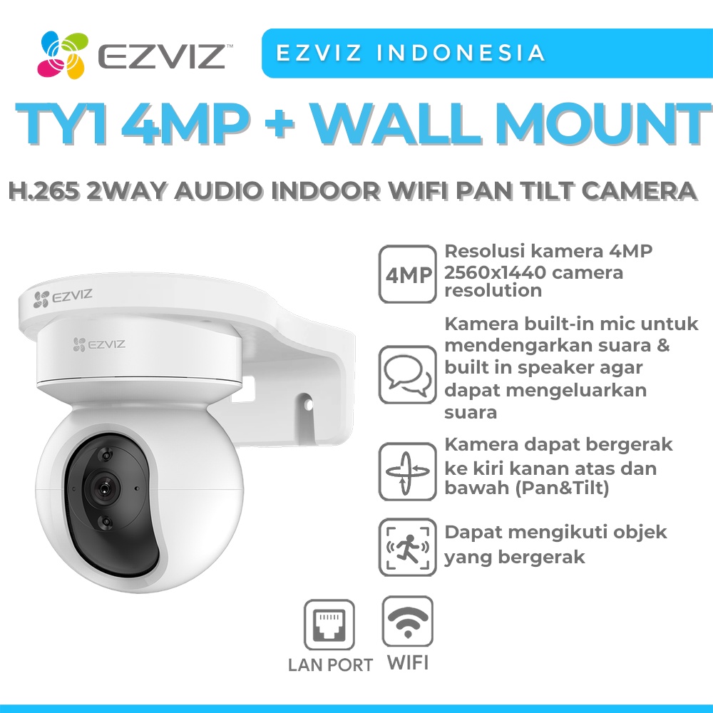 Jual EZVIZ TY1 4MP H.265 2WAY AUDIO INDOOR WIFI PAN TILT CAMERA ...