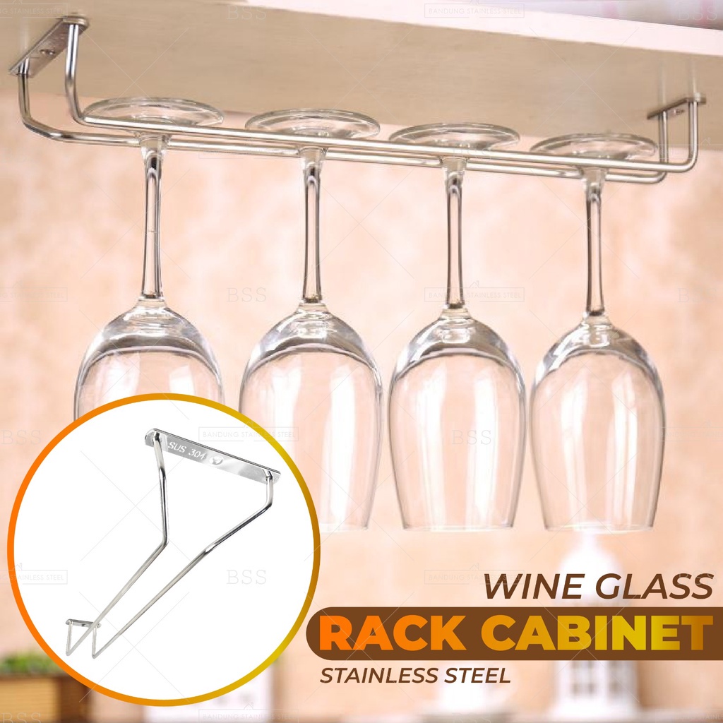 Jual Rak Gelas Wine Kaki Gantung 1 Baris Kafe Hotel Bar Cafe Anggur Holder Glass Rack Cabinet ...