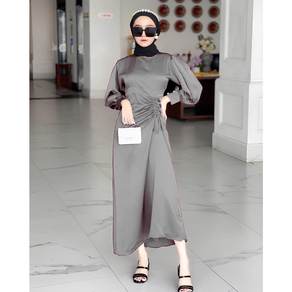 Jual Abelia Dress - baju gamis Dewasa Bahan Sateen Velvet Adem untuk ...