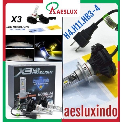 Jual LED X3 Led Headlight H4 | Shopee Indonesia