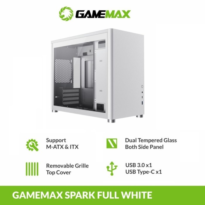 Jual GameMax Spark Full White M-ATX Desktop Gaming Computer Case | Shopee Indonesia